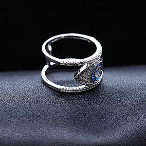 Uloveido Silver Tone Evil Eye Ring - Art Deco Rings Jewelry - Fashion Jewelry Birthday Day Gifts Size 9 Y325-9