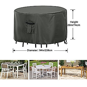 ABCCANOPY Waterproof Outdoor Patio Table Set Cover Lawn Patio Furniture Covers Heavy Duty UV Resistant Dust Proof Protective Covers, 94" DAIx 29" H