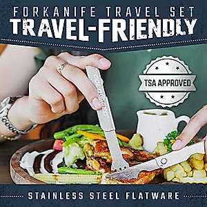 Forkanife Sport, Ultra-thin Camping Utensils with Case, Stainless Steel Camping Knife and Fork Set, Reusable Travel Utensils for Camping and Outdoor Adventures, 3.27 x 2.09-inch Case - Cold4ged
