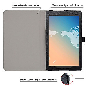 Bige Case,PU Leather Folio 2-Folding Stand Cover for 8in Verison Alcatel TCL Tab 8 (Model TCL 9038s)/T-Mobile Alcatel Joy Tab 2 8 (Model 9032Z) Tablet,Black