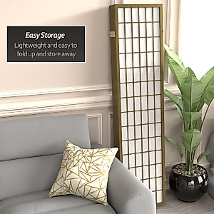 Red Lantern 6 ft. Tall Window Pane-Special Edition-Gold-6 Panels Room Divider