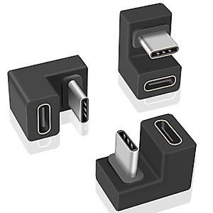 Poyiccot USB C U Shape Adapter, (3Pack) USB C 180 Degree Adapter, 10Gbps USB C to USB C Extension Adapter (Type-C 3.1 Gen 2) for Mobile Phone, Laptop