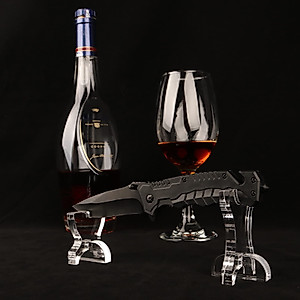 HHUXIUE Knife Display Stand knife stand Plexiglass tabletop Knife collectible knife display stand Kitchen Small Knife Holder Single Knife Rustic Cabin Home Decor (1 pack)