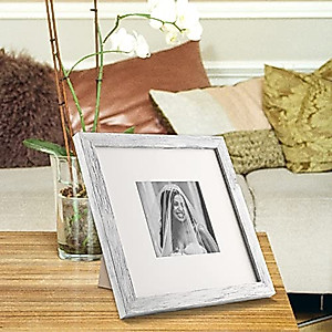 TOFOREVO 8x8 Picture Frames Set of 4 Distressed White Wood Grain Photo Frame for Gallery Wall Mounting or Tabletop Display