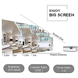 Amoowa Mini Projector 1080p Projector with WiFi and Bluetooth DLP 200ANIS for Home and Outdoor Video Wireless Projector Compatible with HDMI/USB/iPhone/Android/Tablet