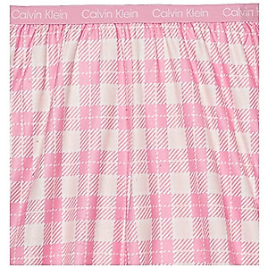 Calvin Klein Girls' Super Soft Brushed Microfleece Pajama Pant, 2-Pack, Black Heart/Pink Plaid, S