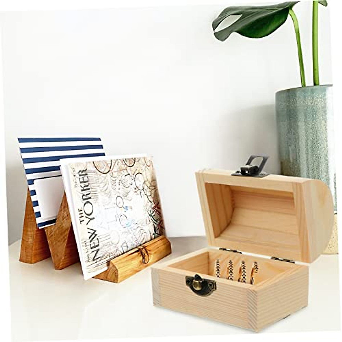 GARVALON 2pcs Pirate Treasure Chest Wooden Box Kids Storage Organizer for Kids Jewelry Organizer Storage Bins with Lids for Unfinished Wood Treasure Chest Mini Earring Box Wooden