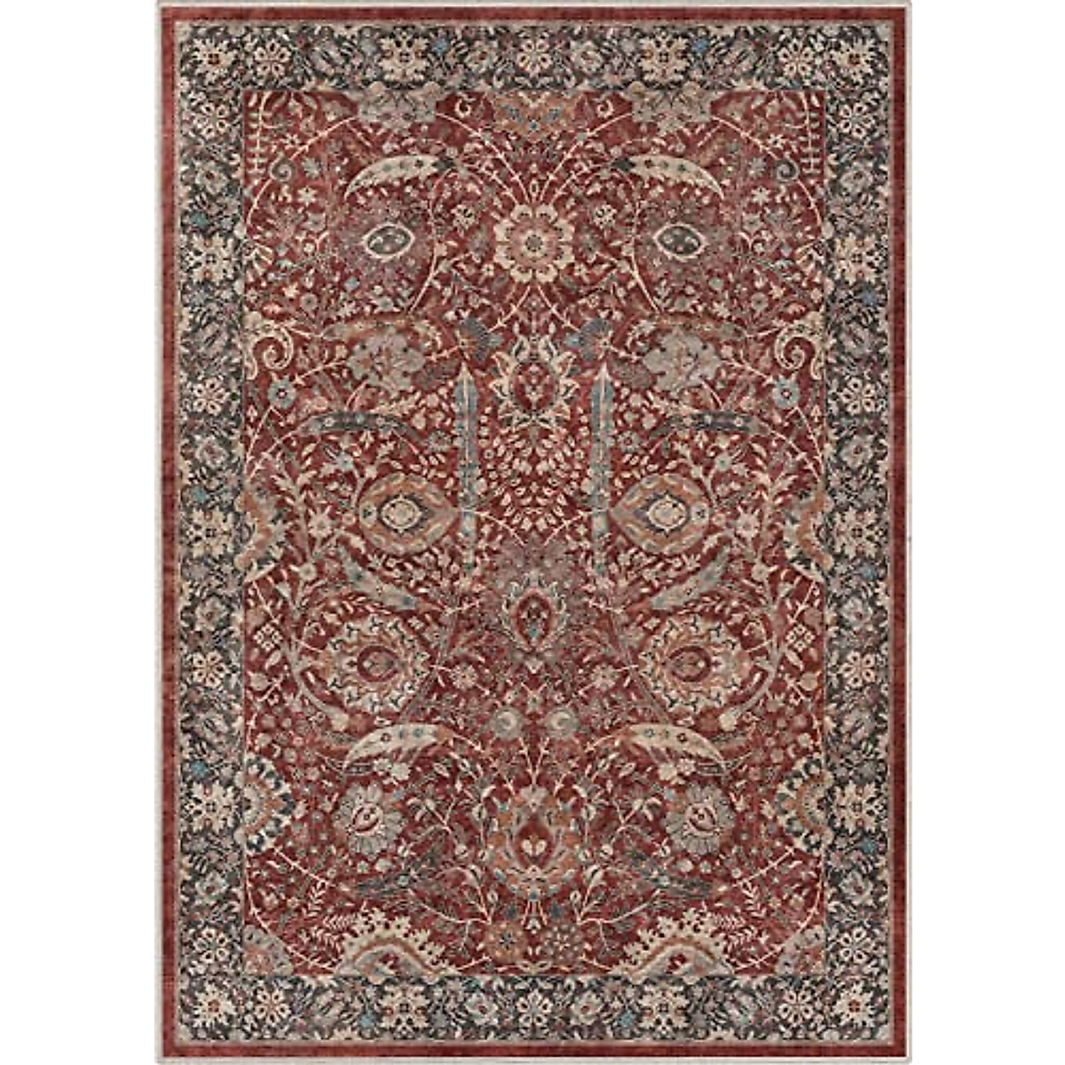Well Woven Liana Flatweave Persian Floral 6' x 9' Area Rug Red