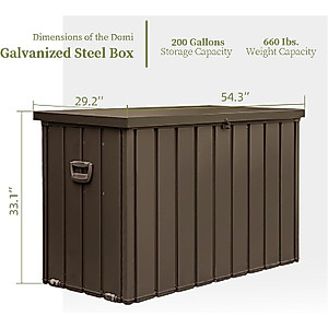 WIIS' IDEA 200 Gallon Storage Deck Box, Outdoor Waterproof Storage Deck Box w/Lockable Lids, Mobility Rollers, Large Storage Container for Patio Furniture for Garden Tools and Pool Supplies,Brown