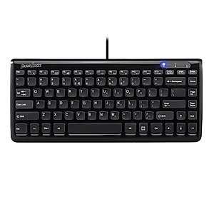 Perixx PERIBOARD-407B US, Wired USB Mini Keyboard with 11 Hot Keys - Glossy Black - US English Layout