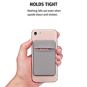 OBVIS Cell Phone Pocket Self Adhesive Card Holder Stick On Wallet Sleeve with RFID Card ID Credit Card ATM Card Holder for iPhone Android 2 Pack Gray