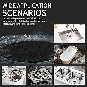 Jersvimc 2Pcs Satinless Steel Shower Drain Hair Cacher with Silica Gel, Black Shower Drain Strainer Bath Shower Drain Cover - 4.75"(120mm) Hair Stopper Floor Drain Protector