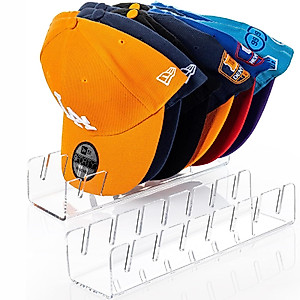 JIAOJIAO Hat Stand for Baseball Caps, 2 Pcs No Install Acrylic Hat Organizer for 14 Baseball Caps, Hat Racks for Baseball Caps Display and Organizer for Bedroom, Closet, Dresser, Office