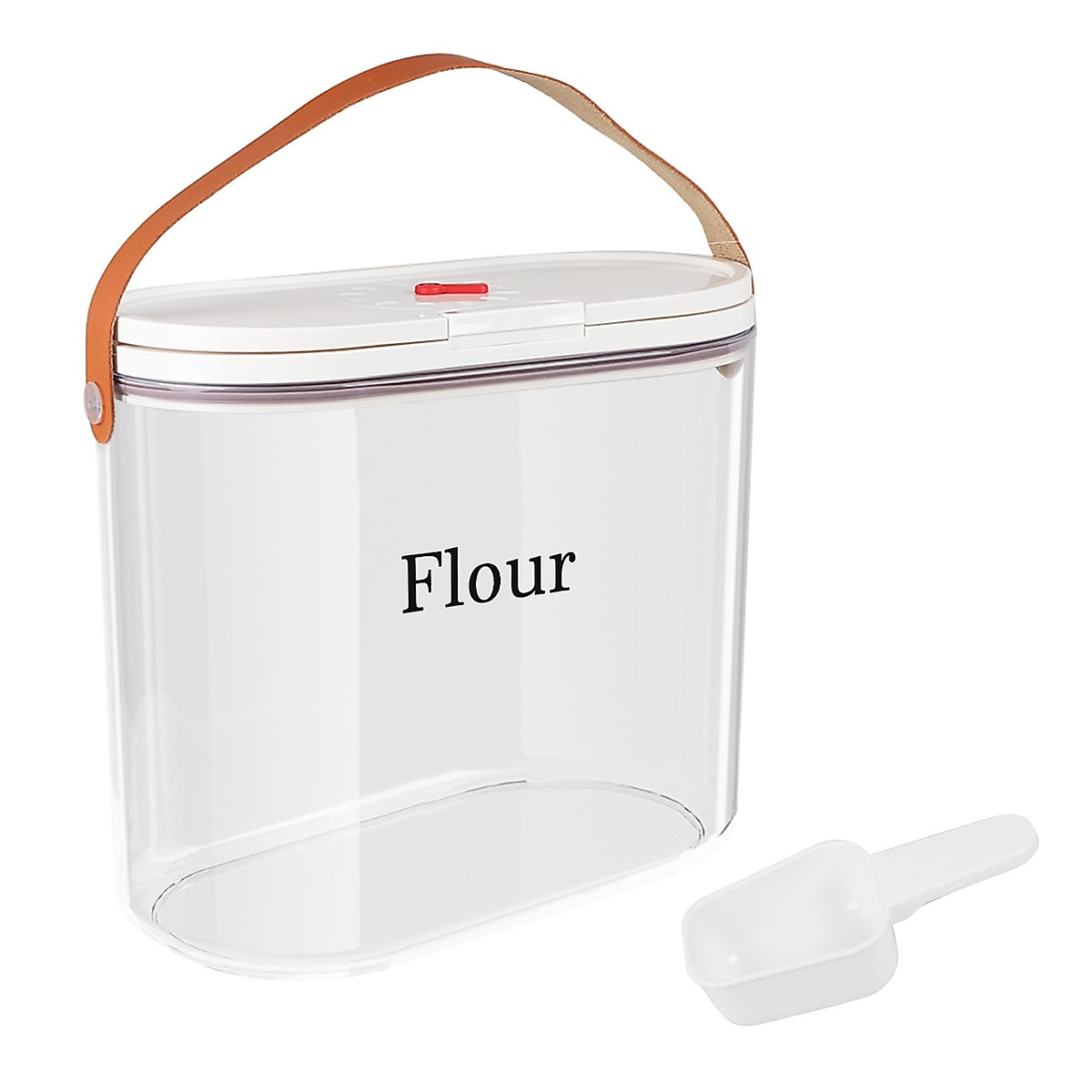 Xbopetda Flour Containers with Lids Airtight, Clear Plastic Flour Storage Container with Wide Mouth & Spoon, Time Recording Flour Sugar Storage Containers, Dry Food Storage for Kitchen Pantry Storage