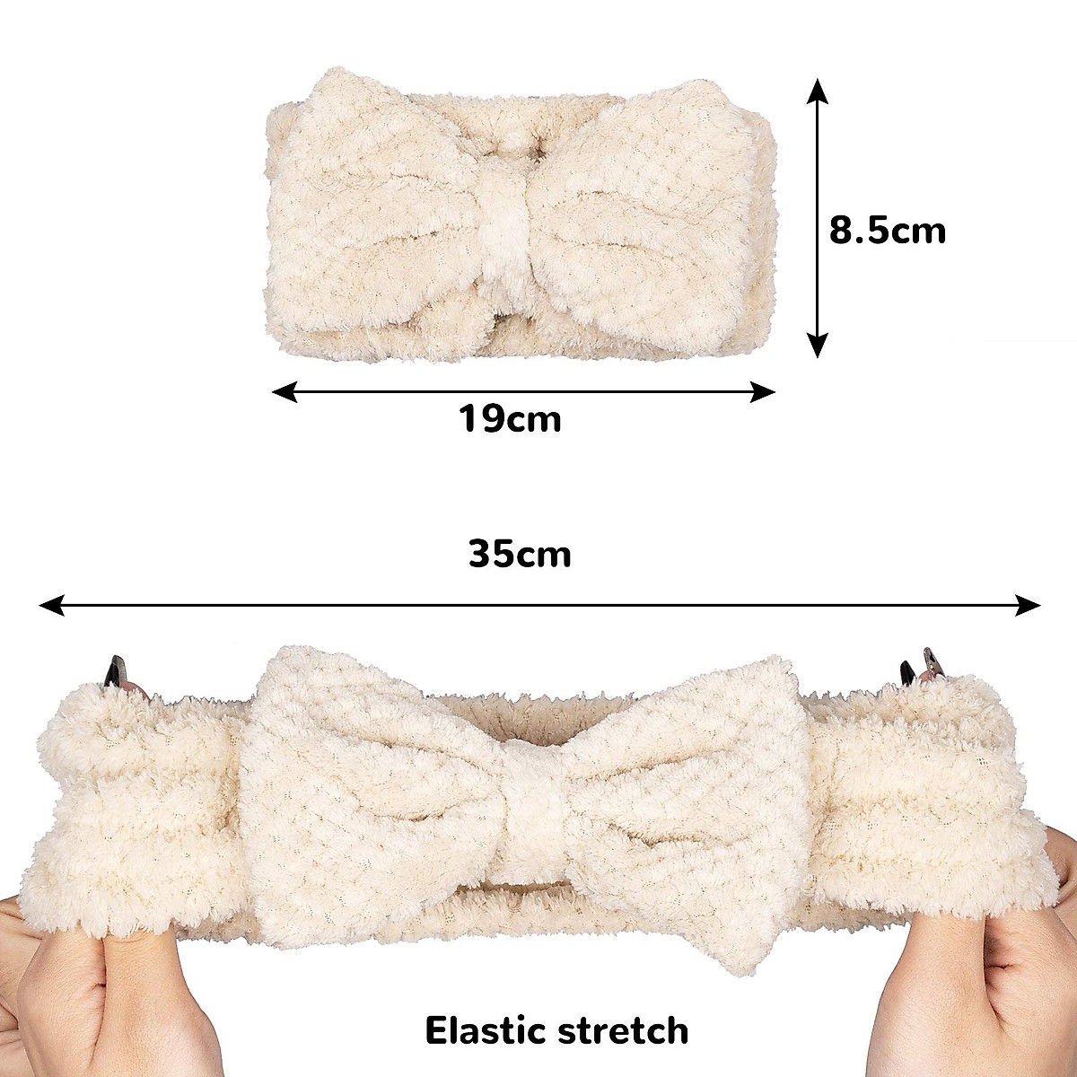 Whaline 6 Pack Spa Headband Pelerine Design Bowknot Headband Elastic Yoga Makeup Headband Soft Fluffy Bowtie Hair Band Head Wrap for Washing Face Shower Sports Beauty Skincare Women Girls