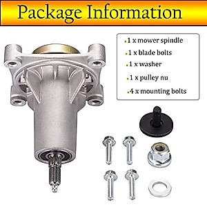 Spindle Assembly for Craftsman/Hus/Ariens/Poulan, Mandrel Assembly for 42" 46" 48" 54" Mower Deck, Come with All Mounting Hardware Including Threaded Bolt and Grease Fitting, Replace 187292 192870