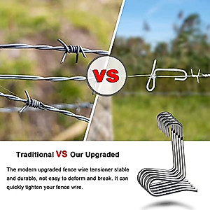 40 Pcs Fence Wire Tightener with Tighteners Handle, Fence Wire Tensioner, Barb Wire Fence Tools, Fence Wire Tensioning Tool for Fast Tightening Wire Fence