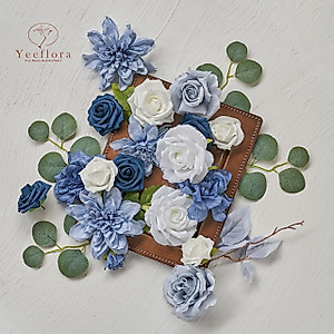 YEEFLORA Artificial Flowers, 100pcs Artificial Rose for DIY Wedding Bouquets Centerpieces Arrangements, Navy Blue Foam Roses with Stem for Bridal Shower Party Home Decorations