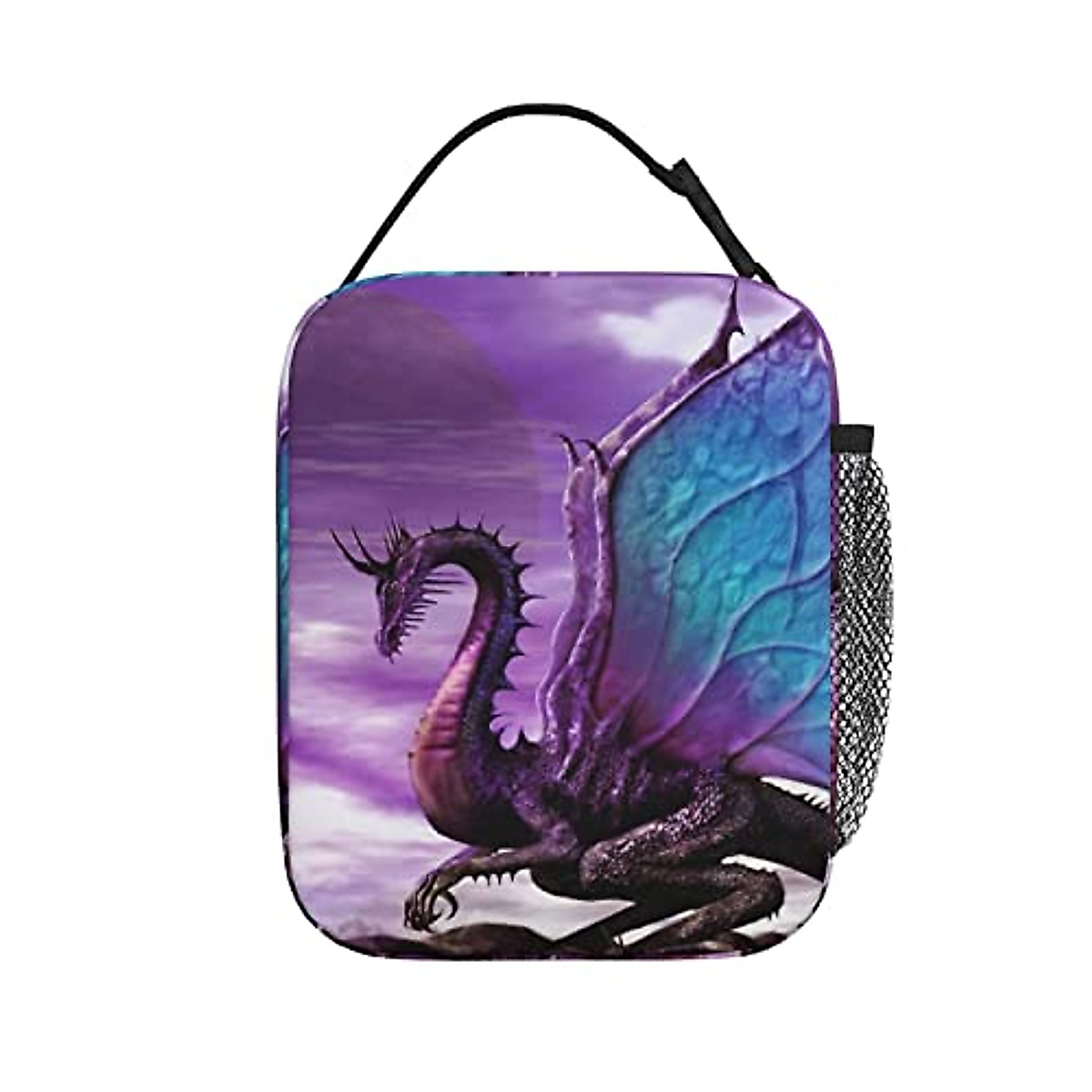 wsrgvab Dragon Fantasy Purple Portable Lunch Box Bag Insulated Reusable Lunch Tote For Men And Women
