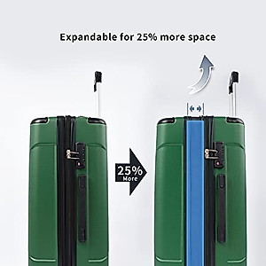Merax Luggage Set with TSA Lock, All Expandable 3 Piece Hardshell Lightweight Suitcase Set 20inch 24inch 28inch (Dark Green 2-Piece (20/28))