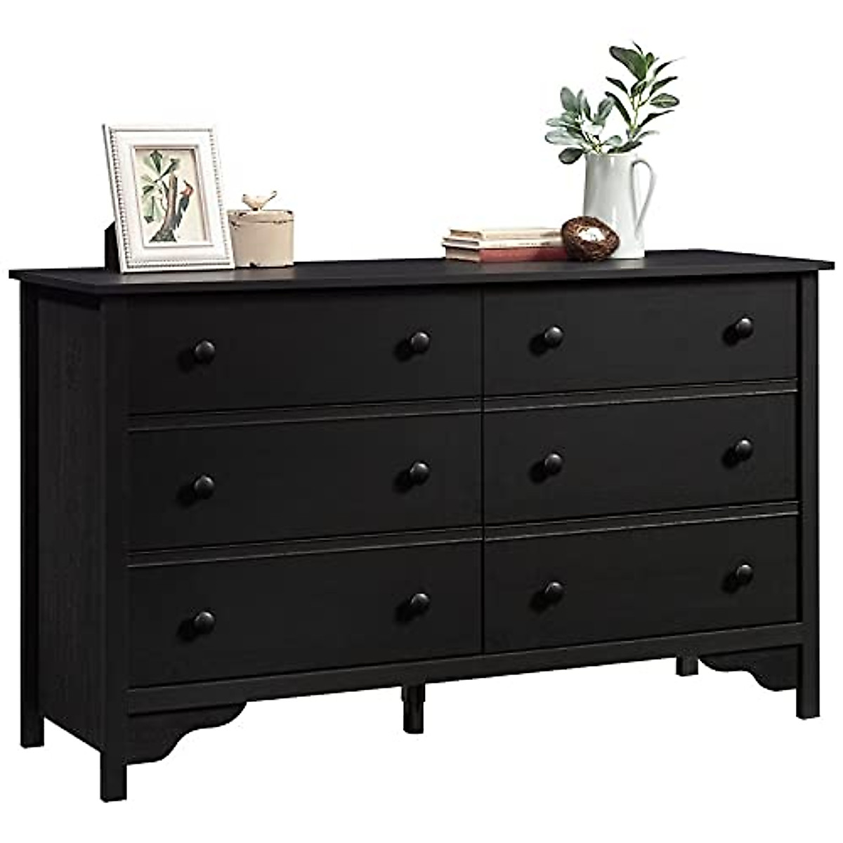 Sauder Dawson Trail 6-Drawer Bedroom Dresser in Raven Oak, Raven Oak Finish