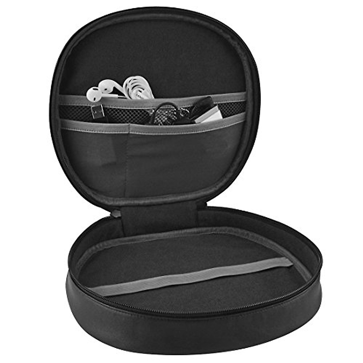 Geekria Headphones Pouch Compatible with Turtle Beach, Razer, Corsair, Logitech, Hyperx Case, Replacement Protective Travel Carrying Bag with Cable Storage (Black PU)