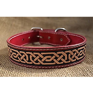 Dog Large Celtic Collar, Dog Lover Handstitched Collar, Padded Leather Dog Collar, Dog Collar Handmade Leather