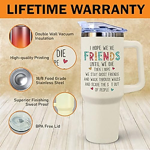 LIZAVY Best Friend Birthday Gifts - Best Friend Gift for Women - Funny Birthday Gifts for Women, Bestie Gifts for Women, Best Friend Gift Ideas, Christmas Gifts for Friends - 40Oz Tumbler with Handle