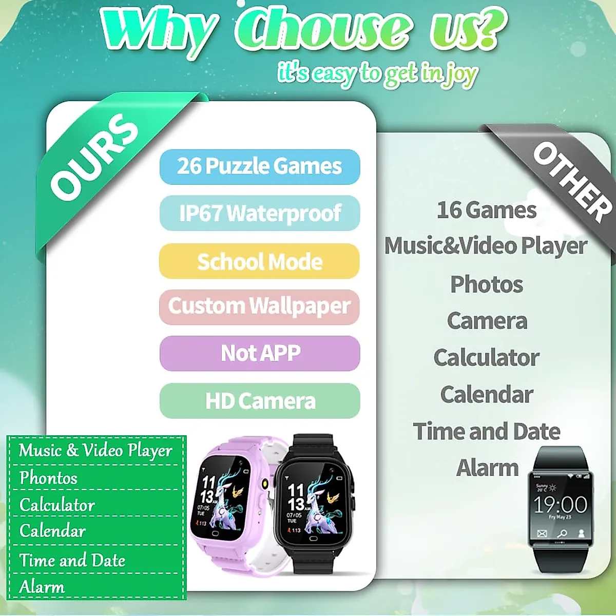 Waterproof Smart Watch with Games HD Camera Music Player