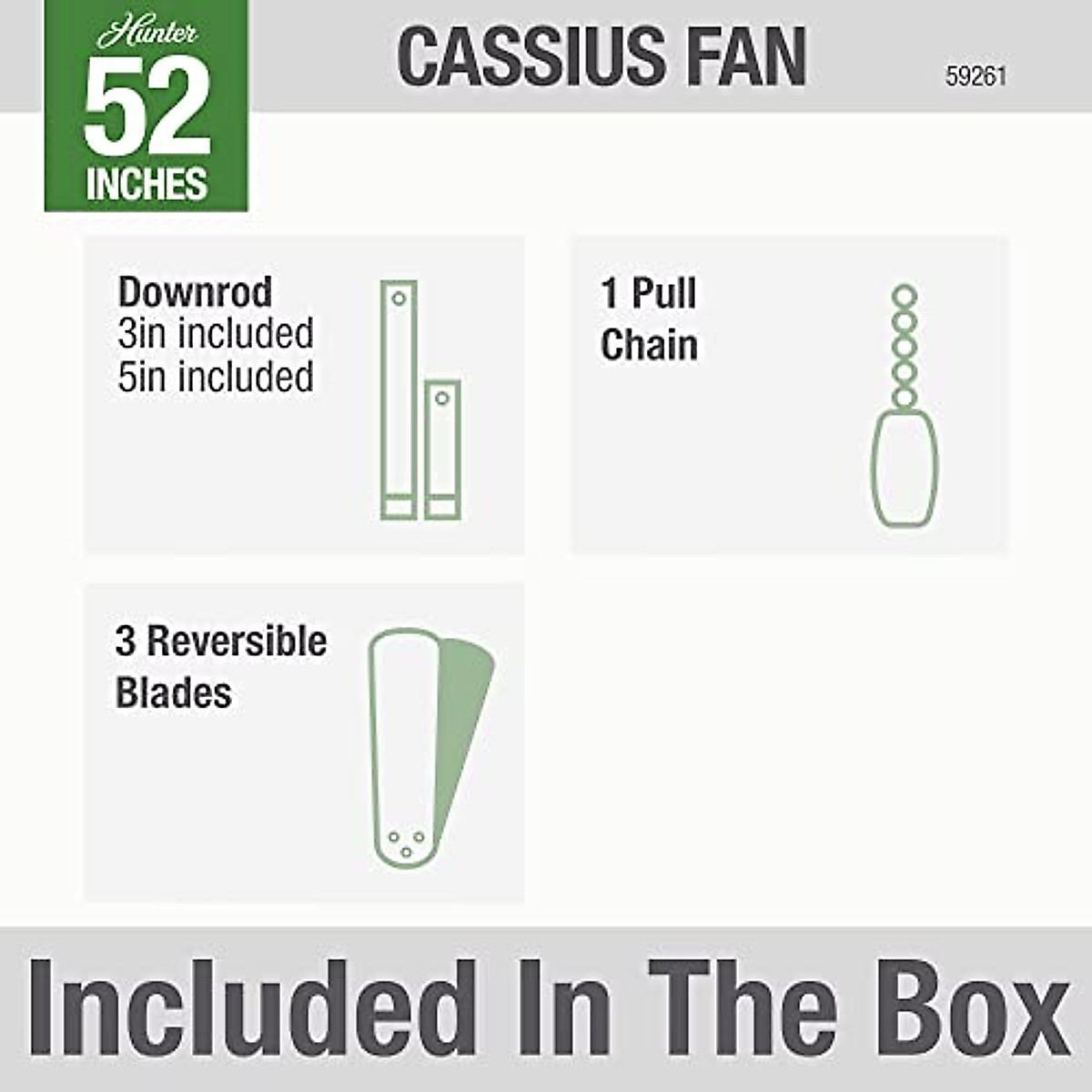 Hunter 59261 Cassius Ceiling Fan 52 inches Premier Bronze