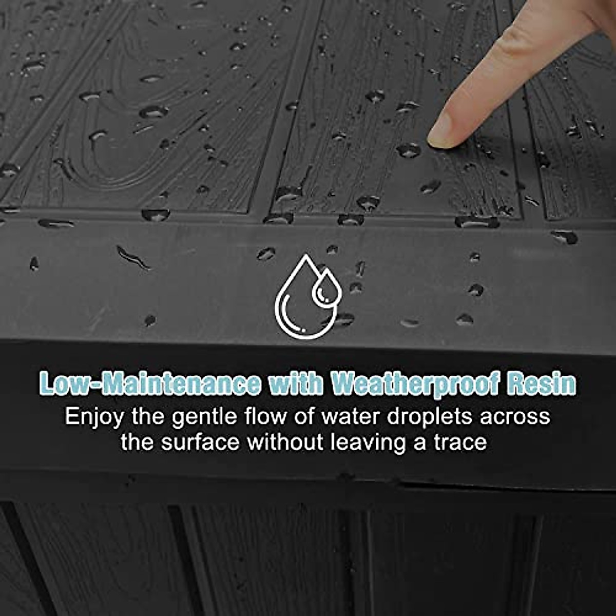 SUNVIVI OUTDOOR 120 Gallon Deck Storage Box with Hydraulic Hinge, Resin Patio Storage Bin with Lockable Lid, Waterproof Outside Storage Container for Cushions, Pool Supplies, Garden Tools, Black