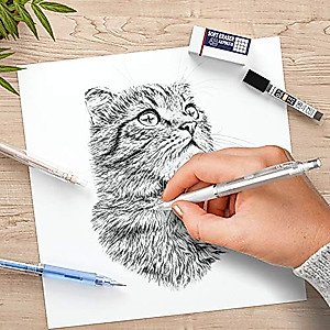 Nicpro 3 PCS Pastel Mechanical Pencil 0.7 mm for School, with 6 tubes HB Lead Refills, 3 Erasers, 9 Eraser Refills for Student Writing, Drawing, Sketching, Blue & Pink & White Colors - with Cute Case