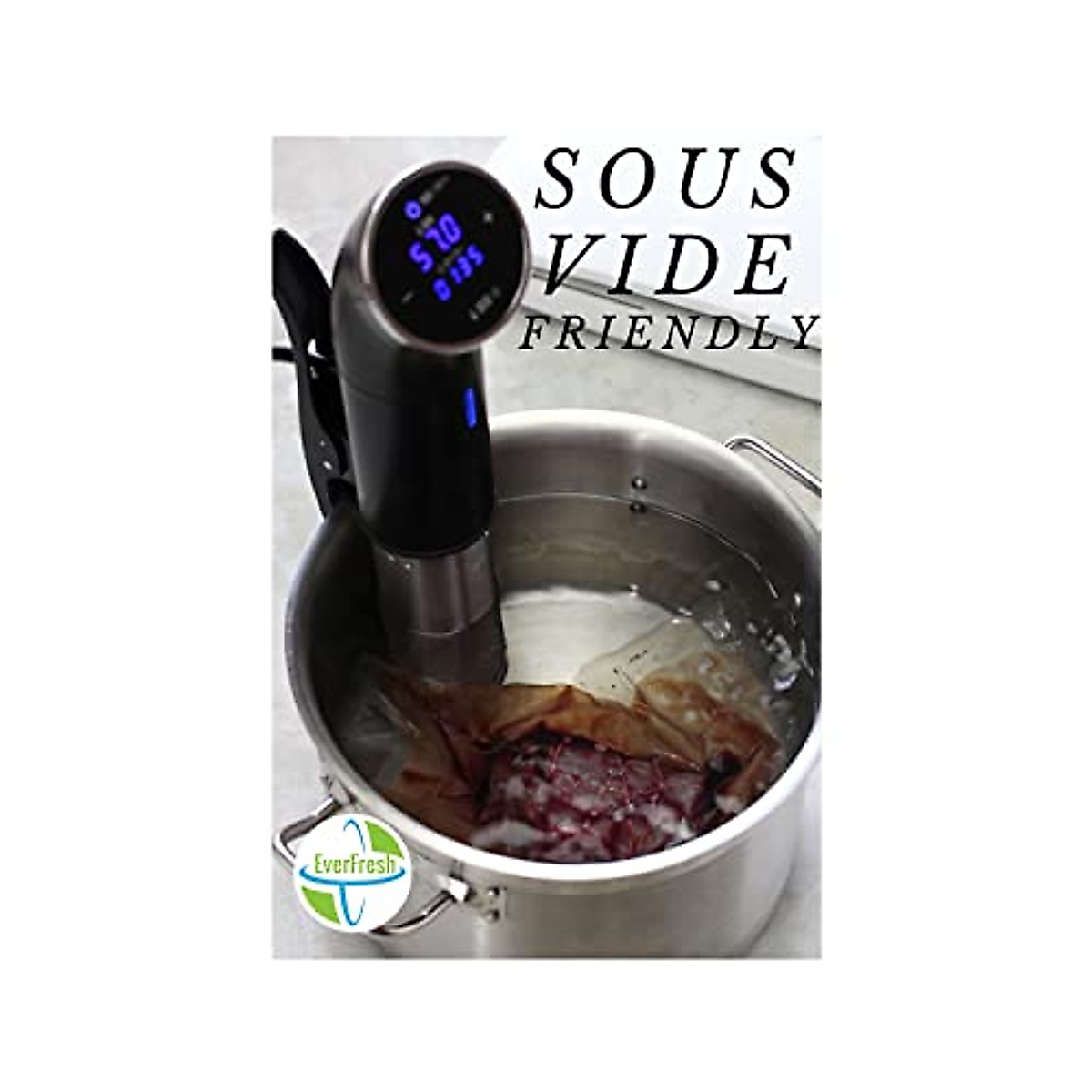 EverFresh 4 x 11" x 25' (Total 100 feet) Vacuum Sealer Rolls-Vacuum Sealer Bags-Vacuum Sealer Machine-Food Sealer Bag-Rolls Compatible with FoodSaver Machines-Sous Vide Bags-Freezer Bags-4 Pack-BPA Free Food Bags-15% thicker embossing than leading supplie