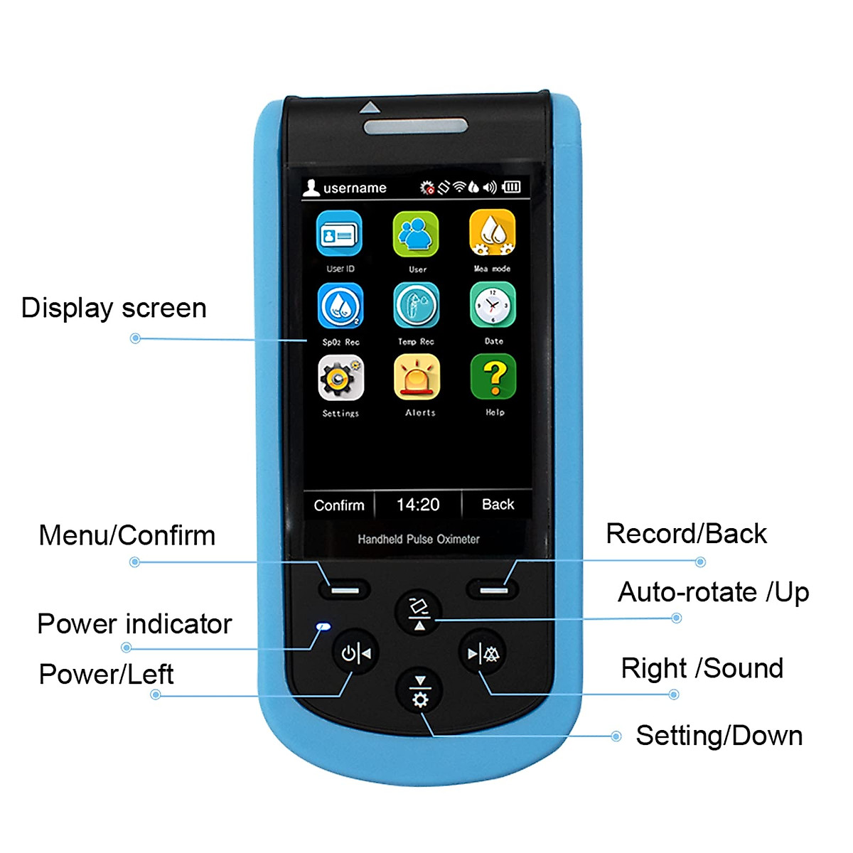 Viatom Handheld Pulse Oximeter for Adults, Up to 580 Hours of Storage Data Accurate SpO2 & Pulse Rate