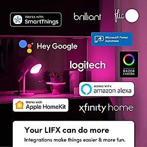 LIFX Color A19 800 lumens, Billions of Colors and Whites, Wi-Fi Smart LED Light Bulb, No bridge required, Works with Alexa, Hey Google, HomeKit and Siri.