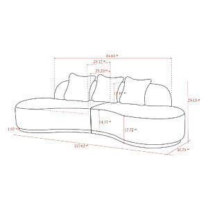 Pasargad Home Simona Sofas, W110.6 xD50.08 xH29, Grey
