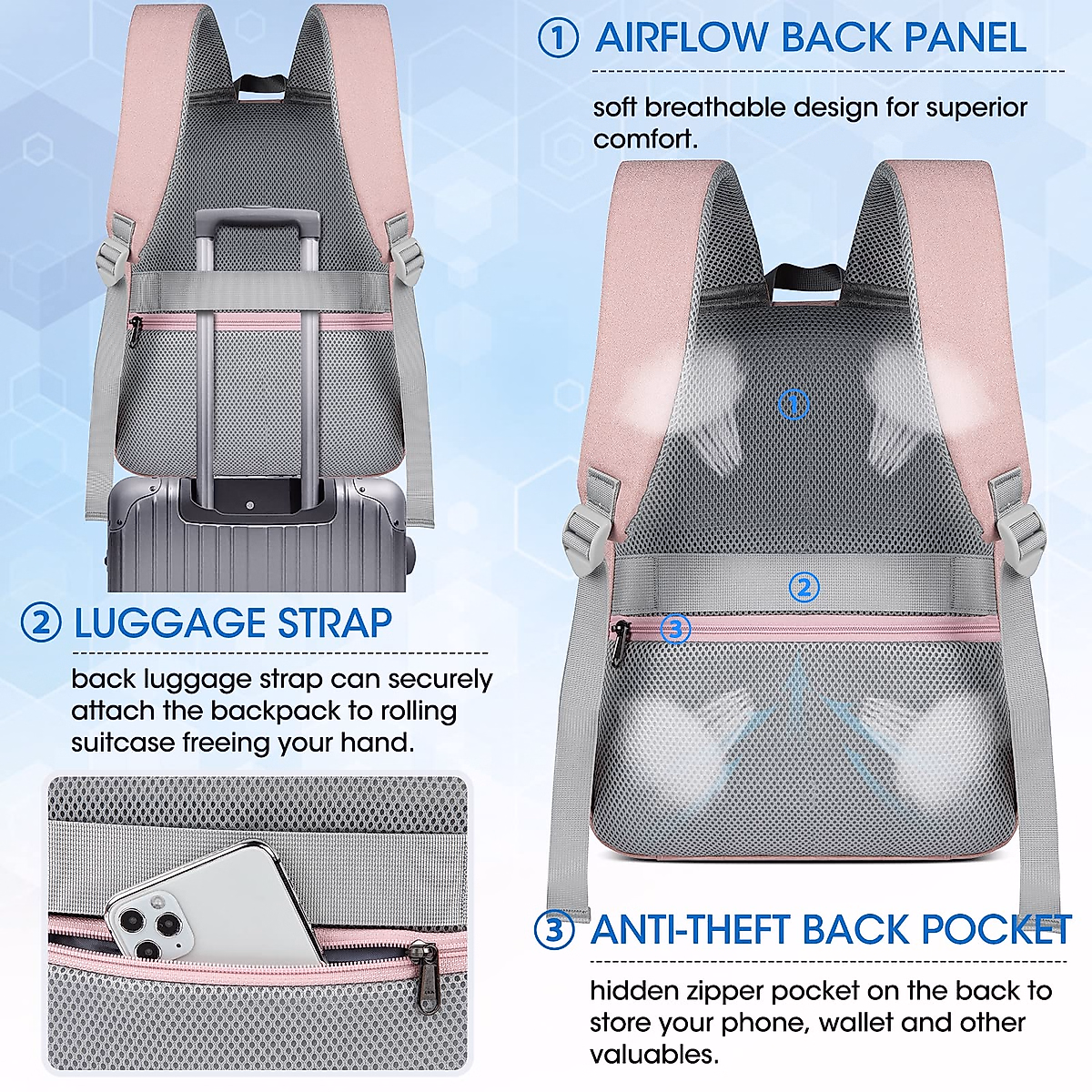 Lubardy Camera Bag Professional DSLR SLR Mirrorless Camera Backpack 14 Inch Waterproof Laptop Backpack Anti-Theft Camera Case with Rain Cover Large Capacity Photography Backpack for Men Women, Pink