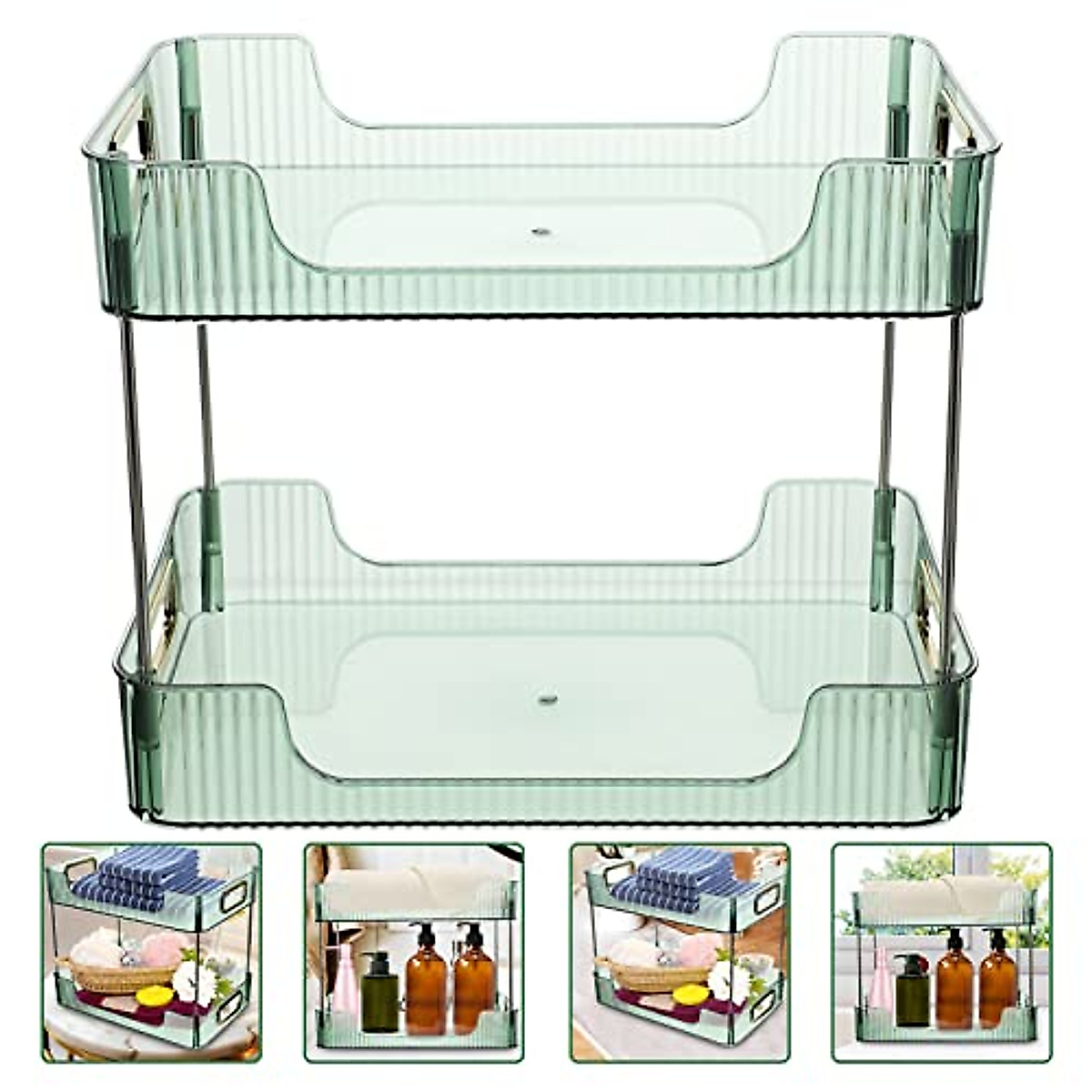 Cabilock Bathroom Organizer Countertop Vanity Organizer 2-Tier Bathroom Dresser Countertop Organizer 2-Tier Cosmetic Shelf Toiletry Organizer Green Bathroom Organizer Countertop Vanity Organizer