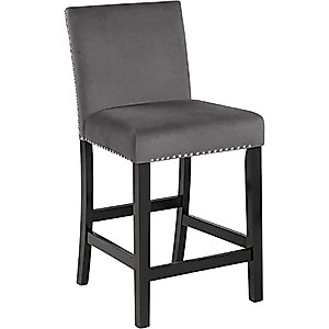 New Classic Furniture Celeste Faux Marble Counter Dining Table with Four Chairs, 5-Piece, Gray