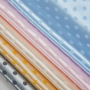 MaiMaiSuan 60’’ Wide Blush Pink Polka Dot Satin Jacquard Fabric by The Yard Soft Shiny Silky Satin Fabric for Sewing, DIY Crafts, Costumes,Decoration,Bridal Dress,1 Yard