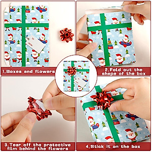 12 Pieces Christmas Gift Card Holder Boxes Set, Small Boxes for Christmas Presents with 12 Pieces Red Wrapping Bows,Colorful Christmas Boxes for Christmas Day Holidays Kids