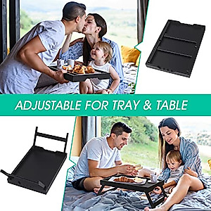 Artmeer Bed Tray Table with Folding Legs,Bamboo Breakfast in Bed for TV Table, Laptop Computer Tray,Eating,Snack Tray Black 2 Pack (Black)