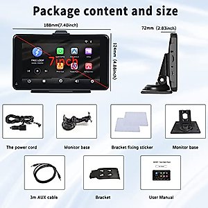 CAMECHO Apple CarPlay & Android Auto Car Stereo, 7" Touch Screen Portable Navigation Devices Car Radio with Apple Airplay,Bluetooth, Mirror Link, Voice Control, Dash or Windshield Mount