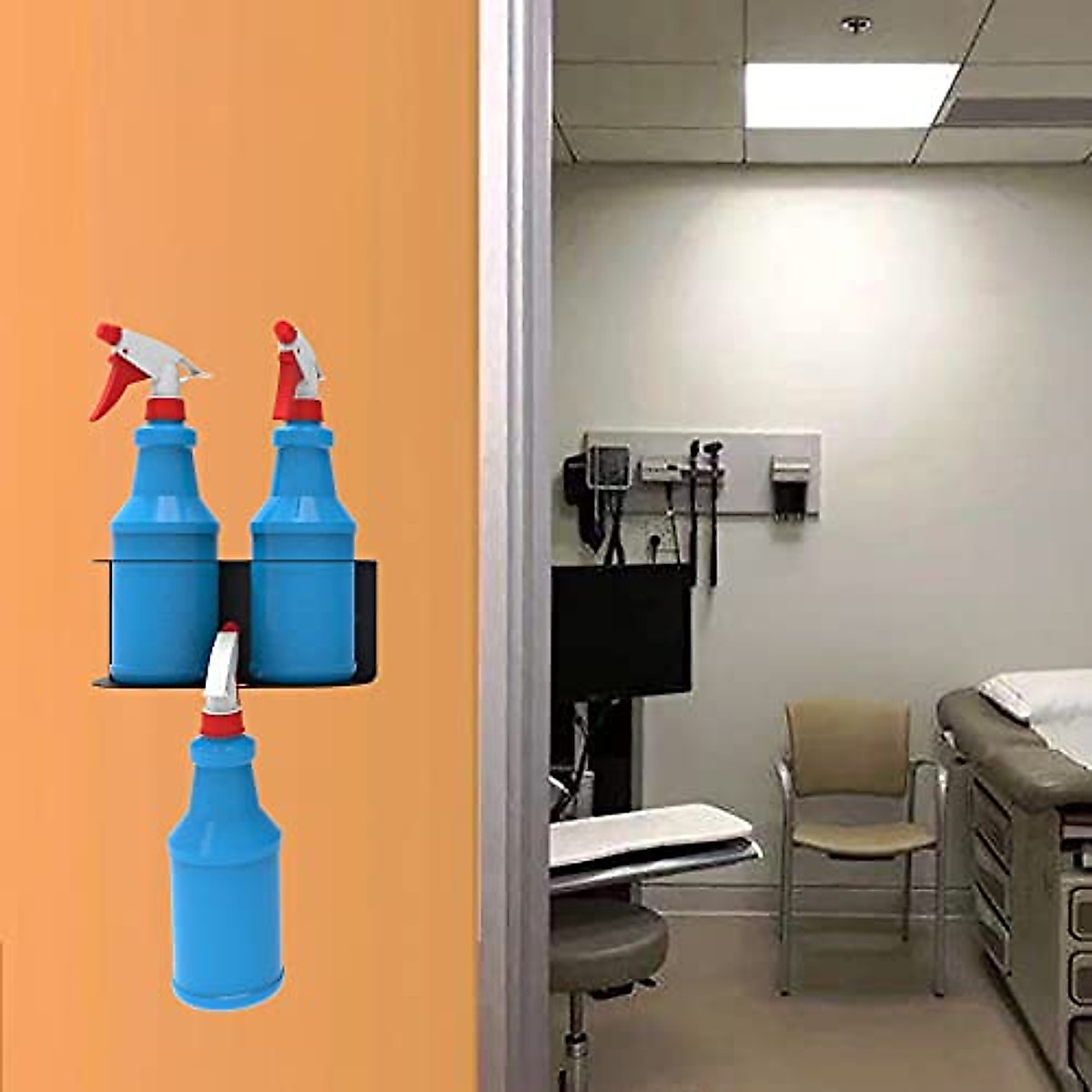 HQYing Steel Spray Bottle Holder, Storage Rack for Garage and Home, Craft Workspace Paint Bottle, Easy Install Wall Mount with Hardware (2 Bottles)