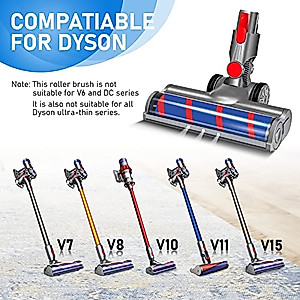 ALSTON Soft/Hard Roller Floor Brush Motorhead Attachment Vacuum Cleaner Head Replacement for Dyson V7 V8 V10 V11 V15 with LED Headlight and Triger Lock