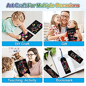 Mocoosy 140PCS Rainbow Scratch Paper Set, Magic Scratch Art Deluxe Combo with Case, Include Black Scratch Off Sheets, Scratch Notebook, Scratch Bookmarks for Kids Art Craft Kit Birthday Gifts