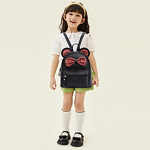 Mini Backpack for Girls Cutest Cartoon Toddler Sequin Bow Mouse Ears Bag Traveling Fashion Shoulder School Backpack Purse Gift for Little Girl Teen Women (Black)