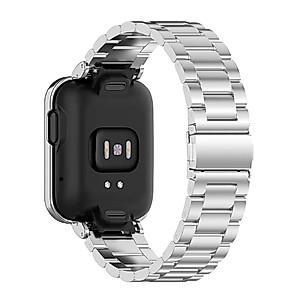 Stainless Steel Strap for Redmi Watch1/Mi Watch Lite 1 Waterproof Bracelet Durable Smartwatch Band Belt Watch Wristband Wristbands Sweat Proof for Women Men Bracelets Fashion