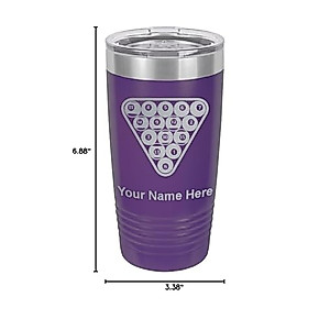 LaserGram 20oz Vacuum Insulated Tumbler Mug, Billiard Balls, Personalized Engraving Included (Dark Purple)