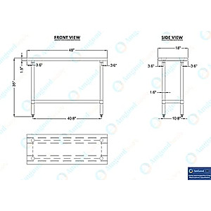 18" x 48" Stainless Steel Work Table | AmGood Metal Kitchen Food Prep Table NSF